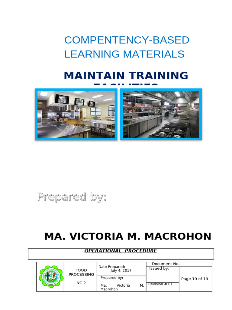 Sample Maintain Training Facilities | PDF | Blender | Kitchen Utensil