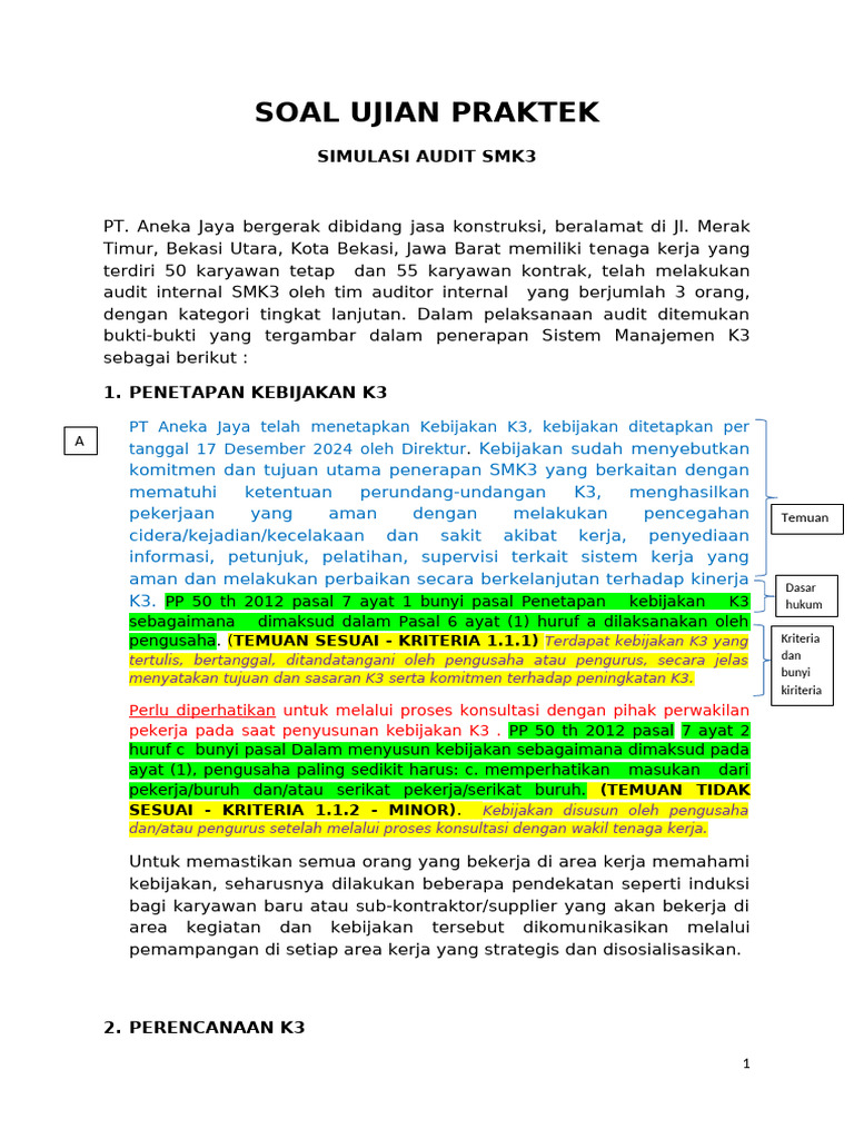 1 Soal Simulasi Audit Panjang 2024 Rev 13 | PDF