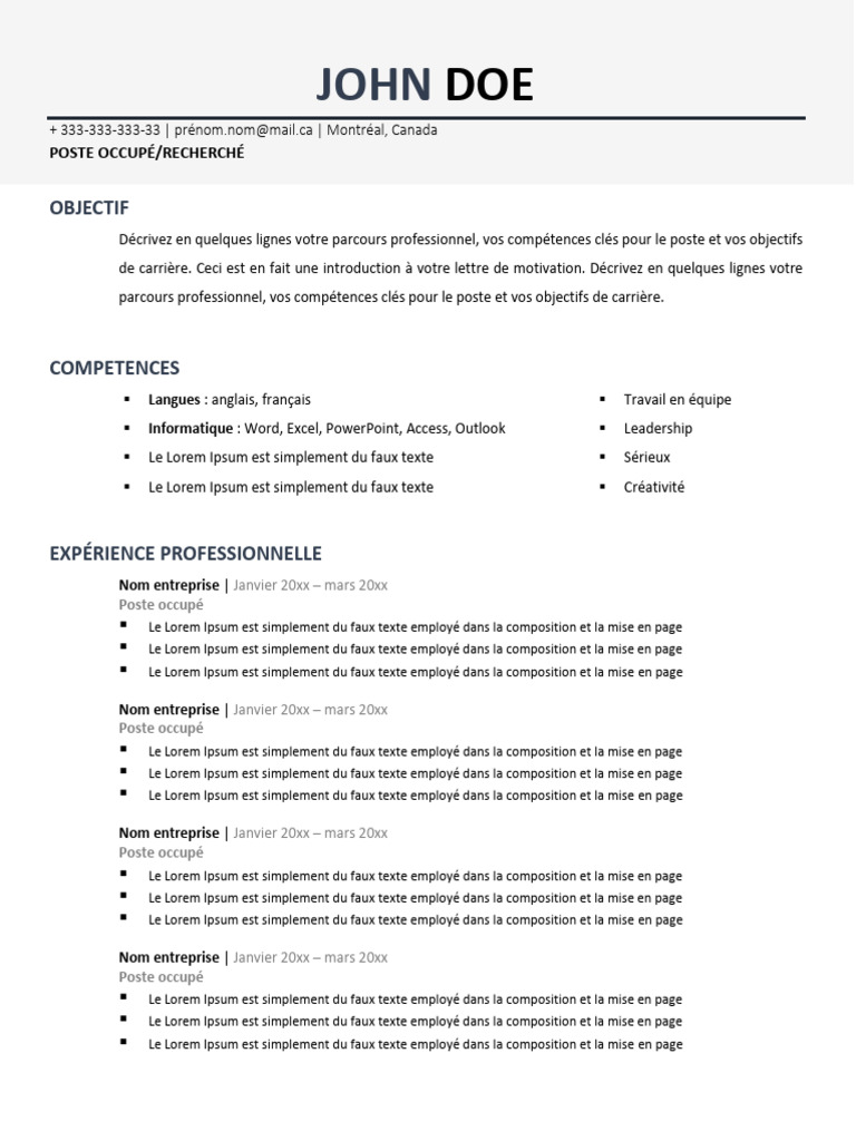 CV Canadienne FR | PDF