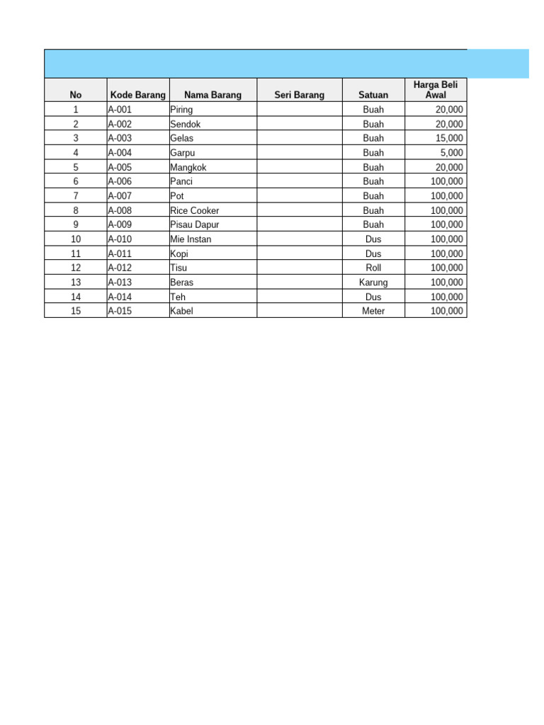 CONTOH FORMAT STOK OPNAME - PURCHASING | PDF