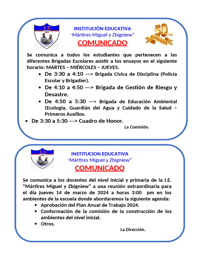 Comunicados MMZ | PDF