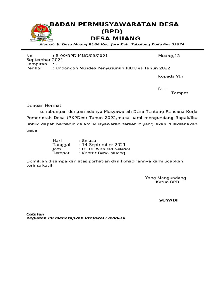 Undangan Musdes RKP 2022 | PDF