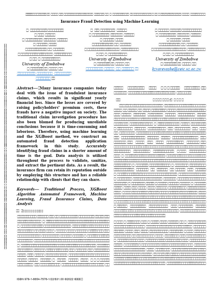 Insurance Fraud Detection Using Machine Learning | PDF