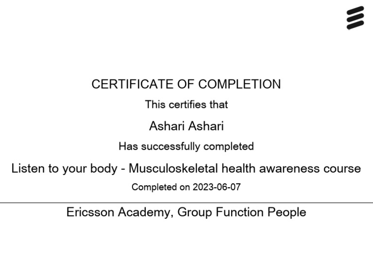 CertificateOfCompletion Listen To Your Body | PDF