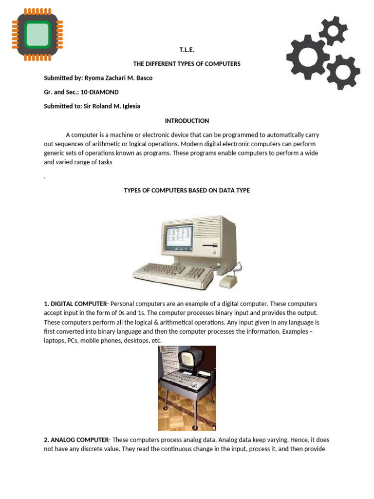 Different Types of Computers | PDF