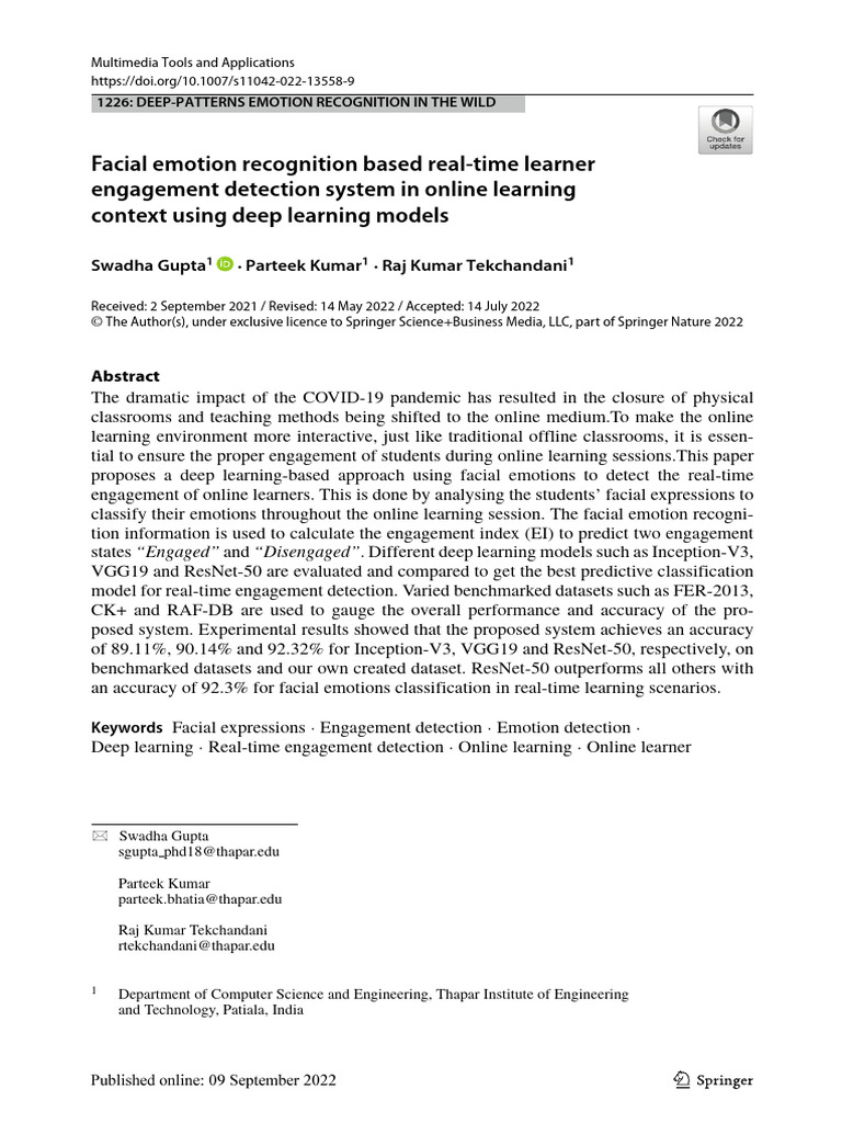 2022 Facial Emotion Recognition Based Realtime Learner Engagement