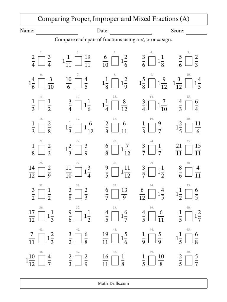 Compare Fractions To 12ths Mixed All.1690027175 | PDF