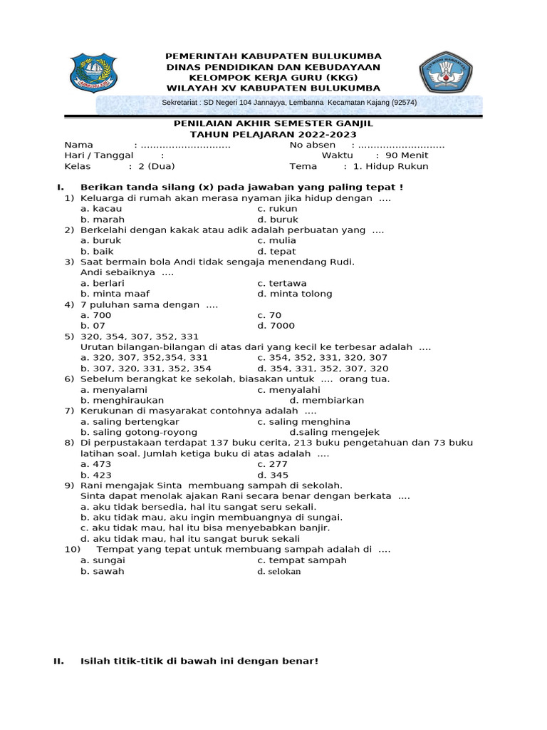 SOAL PAS 2 | PDF