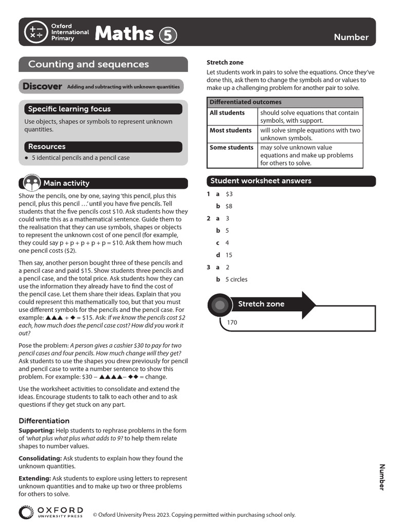 G5 Teaching Notes and Worksheet ANs | PDF