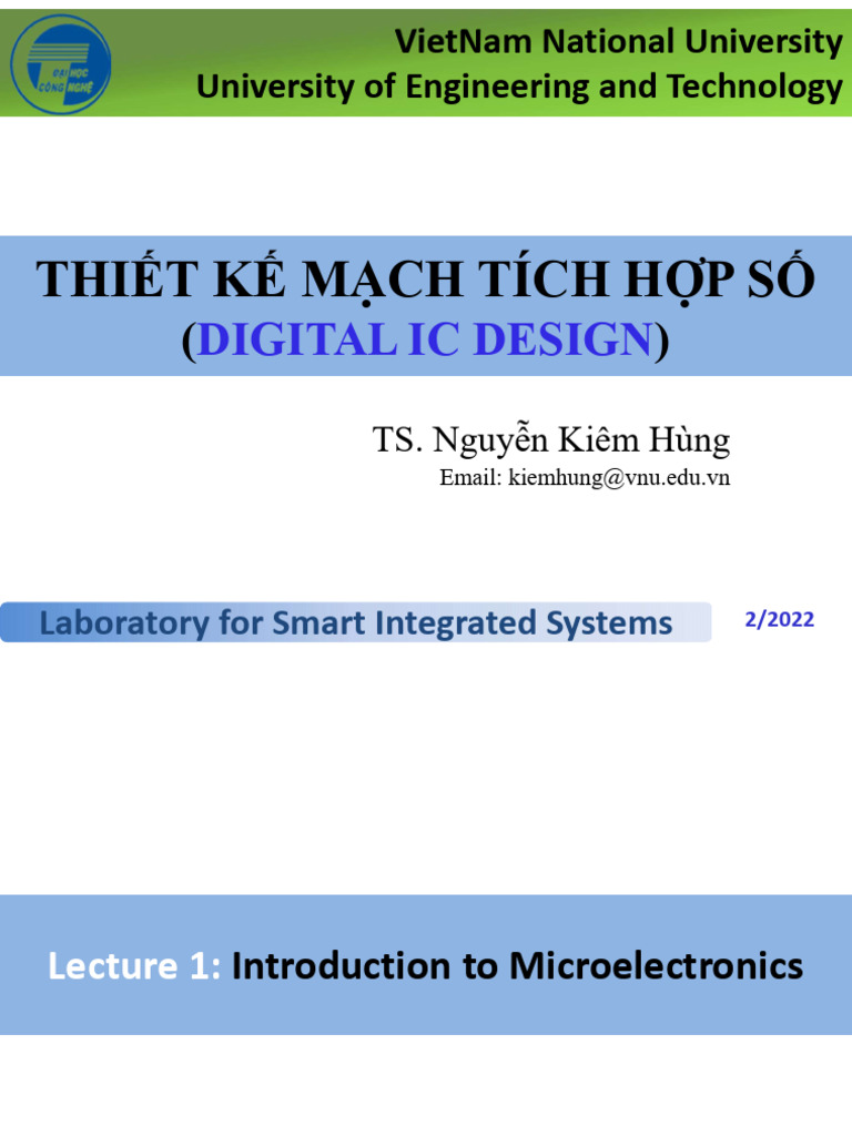 Lecture1 - Introduction To Digital Integrated System Design | PDF