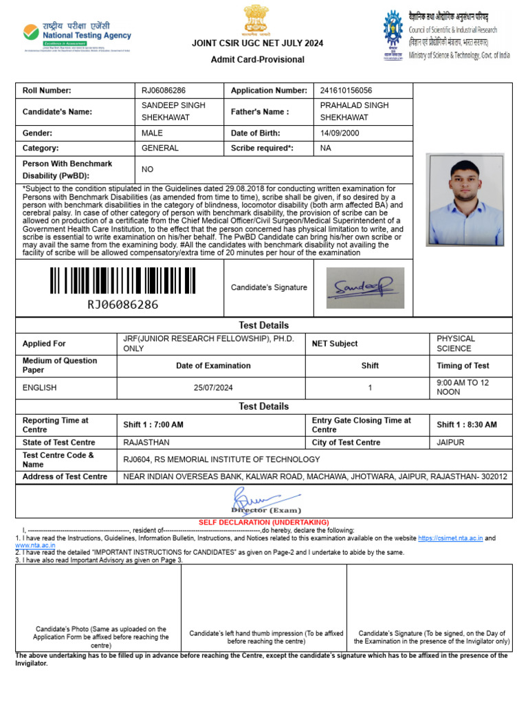 JOINT CSIR-UGC NET JUNE-2024 _ India | PDF