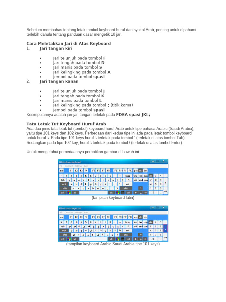 Sebelum Membahas Tentang Letak Tombol Keyboard Huruf Dan Syakal Arab | PDF