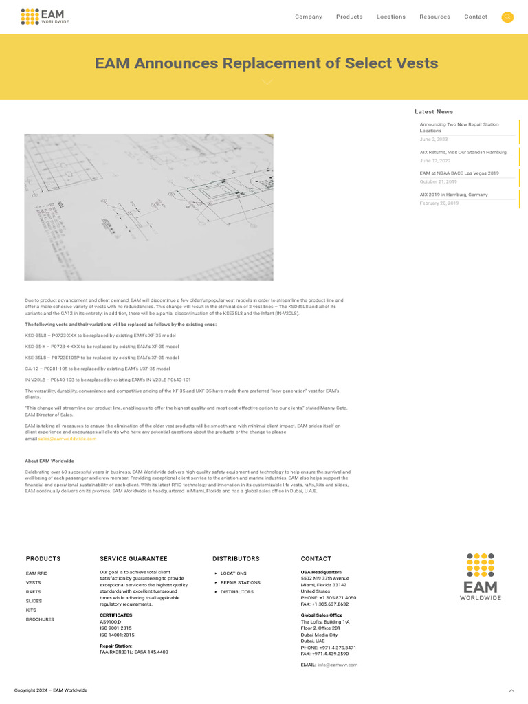 EAM Announces Replacement of Select Vests - EAM Worldwide | PDF