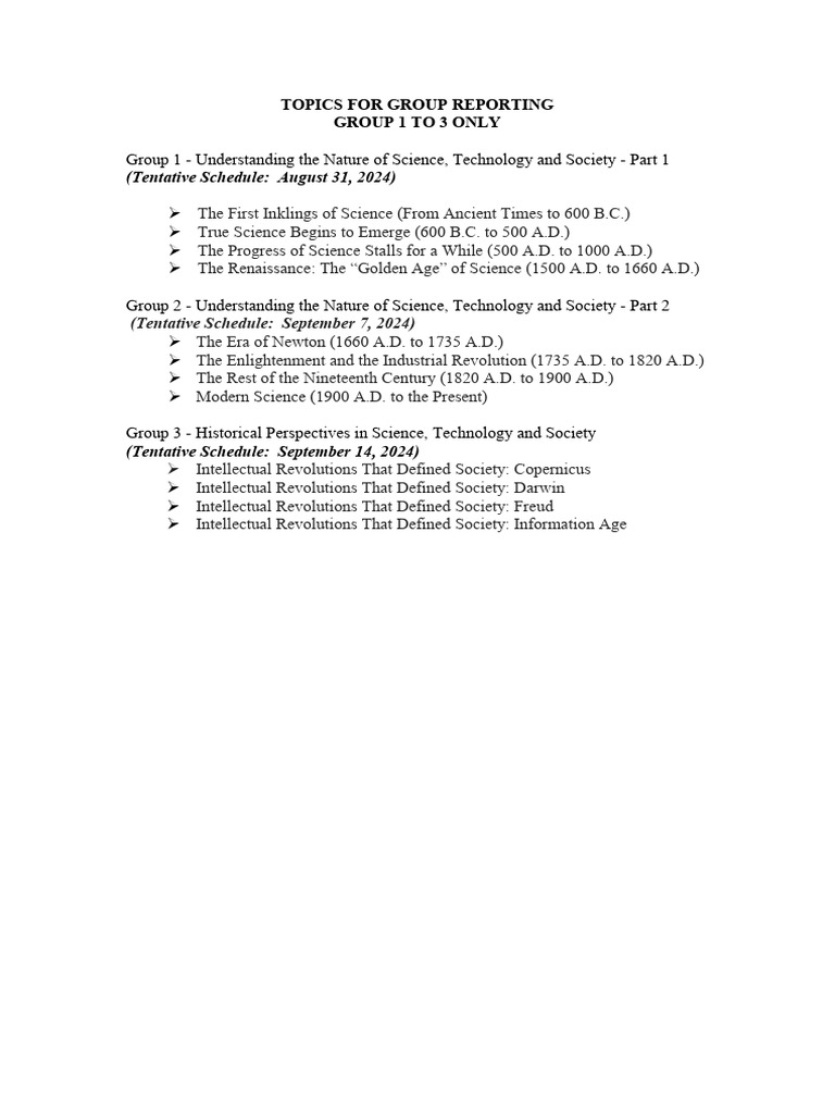 TOPICS FOR GROUP REPORTING | PDF