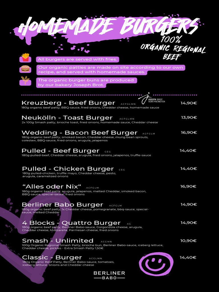 Berliner Babo Menu Food 1 | PDF