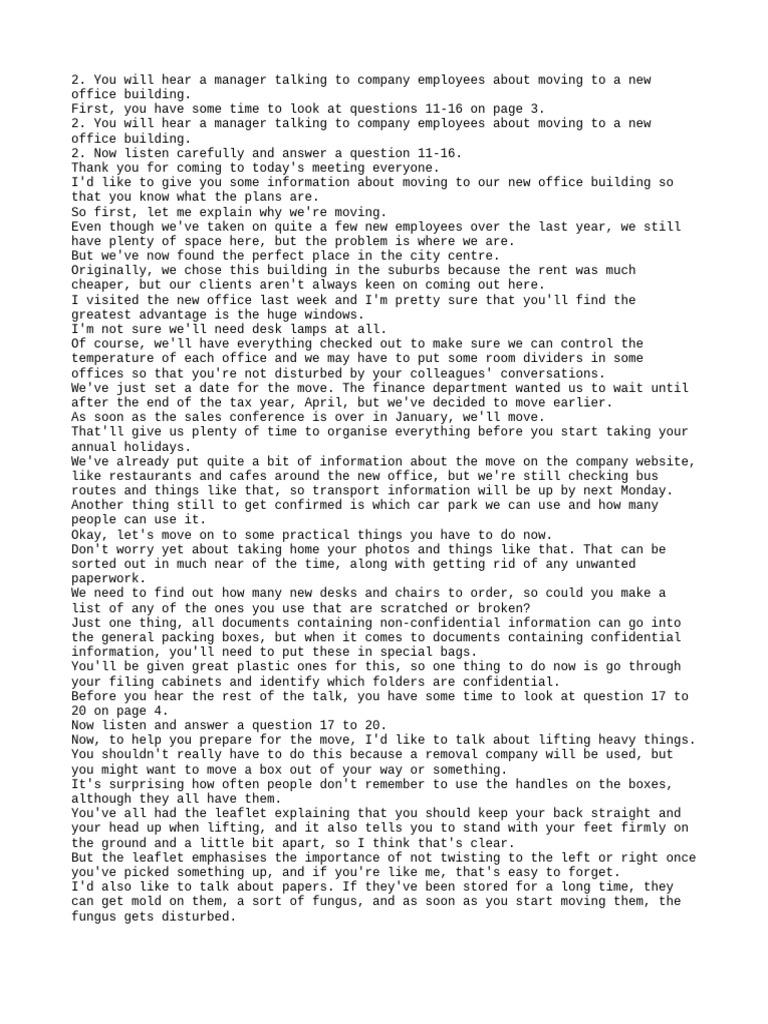 IELTS Listening Transcript | PDF