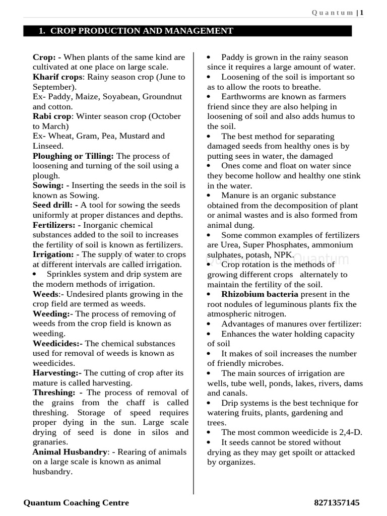 1 Crop Production and Management | PDF