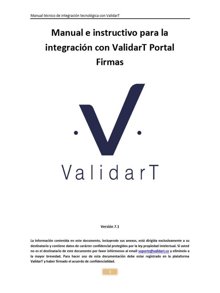 Manuales e Instructivos para La Integracion Con ValidarT Portal Firma Electronica V7.1 | PDF ...
