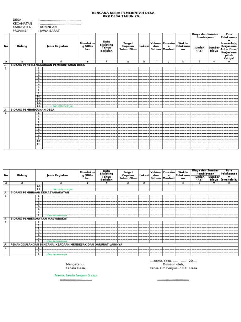 Daftar RKP Desa | PDF