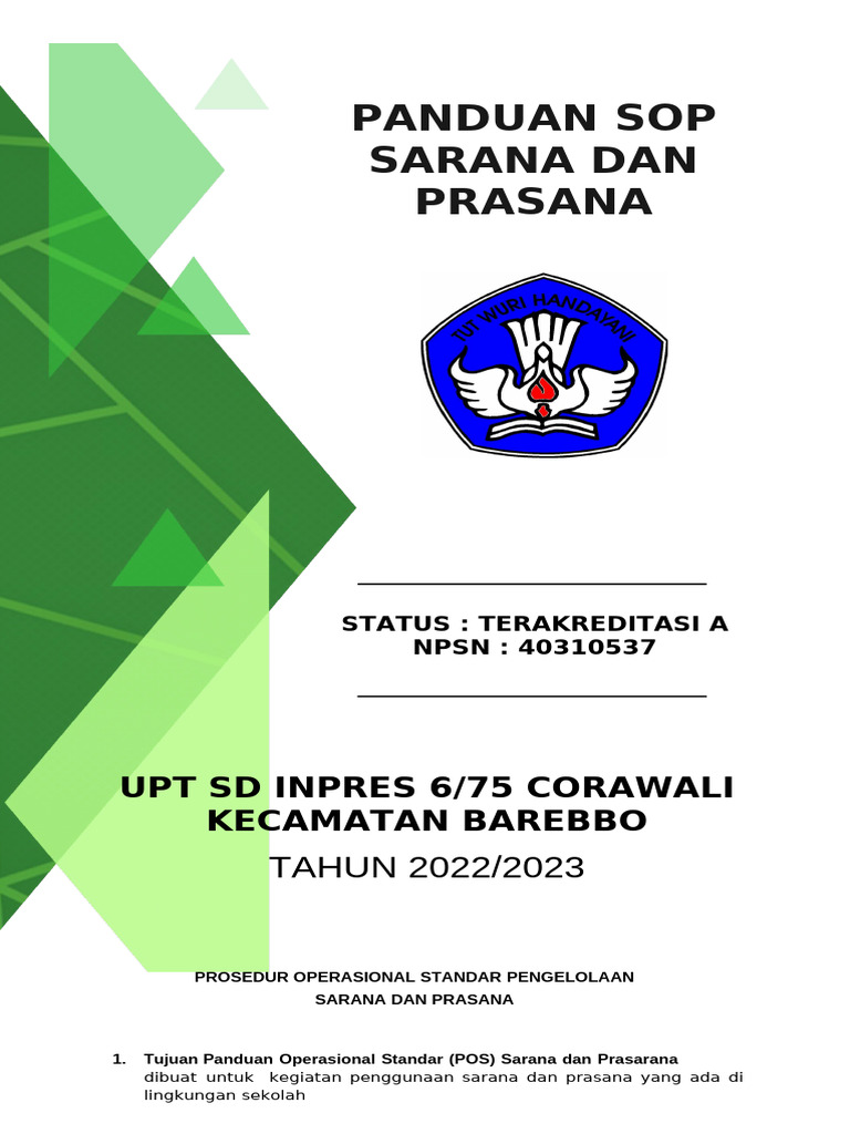 46.panduan - Sop Sarana Dan Prasana 2019 Acc | PDF