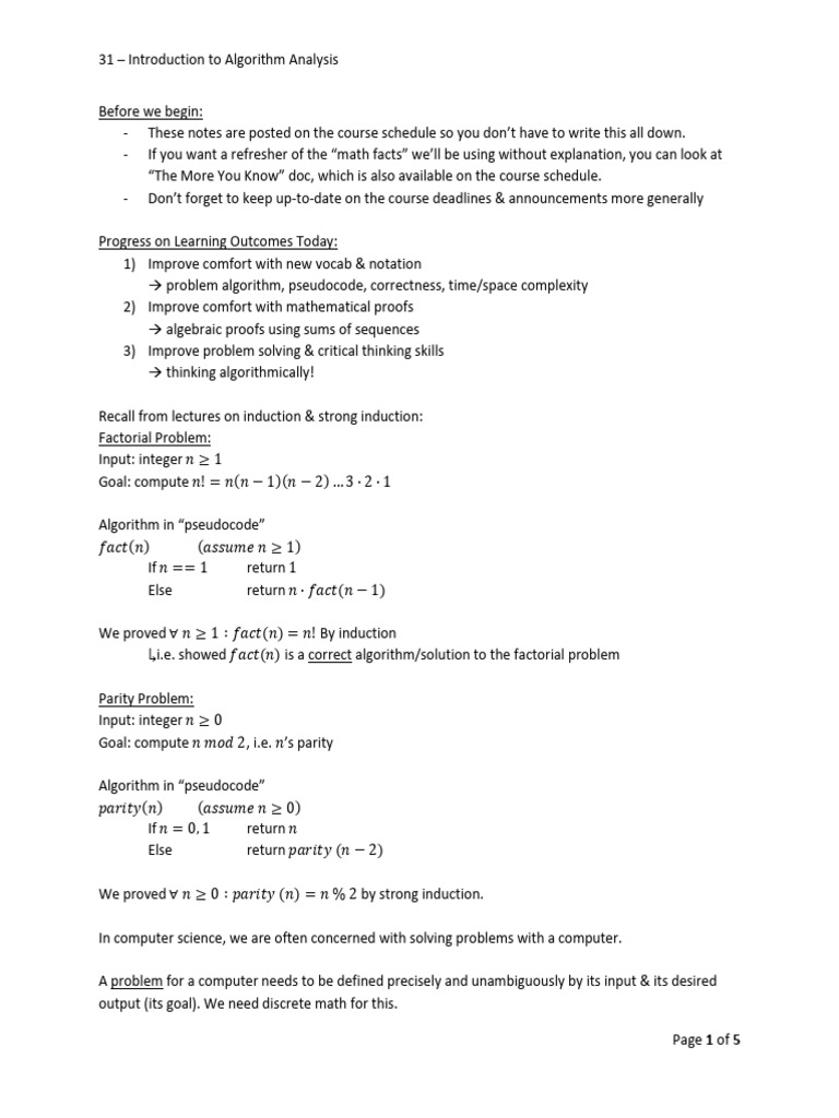 31 - Introduction to Algorithm Analysis - Typed | PDF