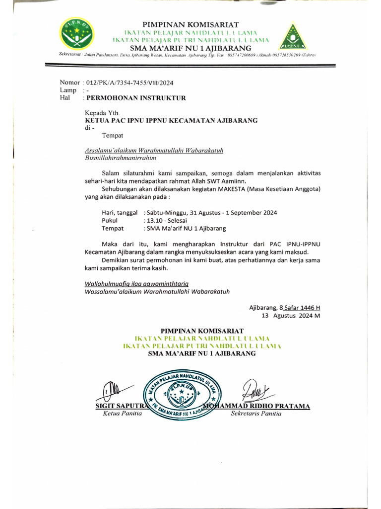 Permohonan Instruktur Pac | PDF