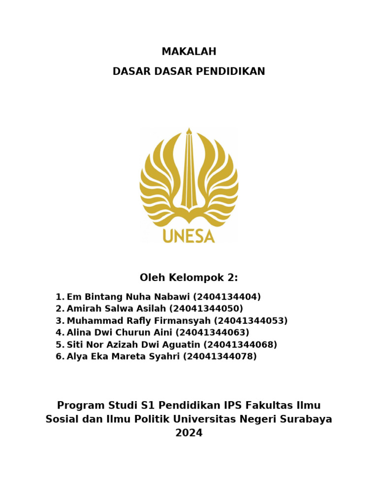 Makalah Dasar Dasar Pendidikan | PDF