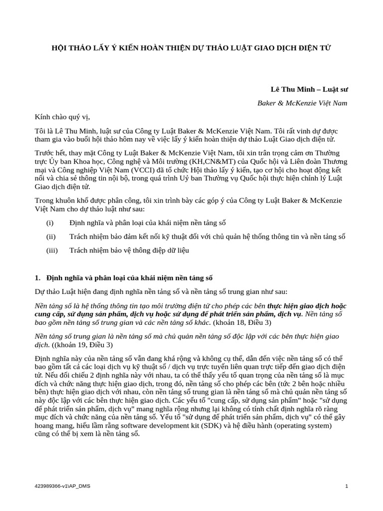 Ls. Le Thu Minh BMVN Gop y Luat GDDT 23022023 | PDF