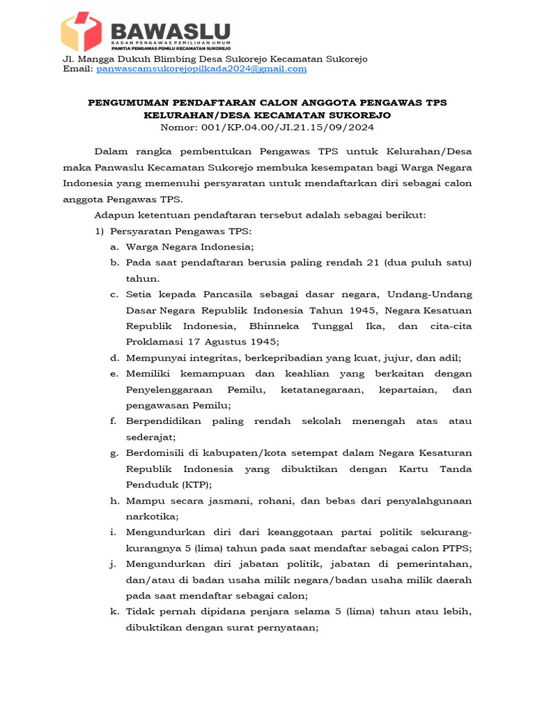 Pengumuman PTPS | PDF