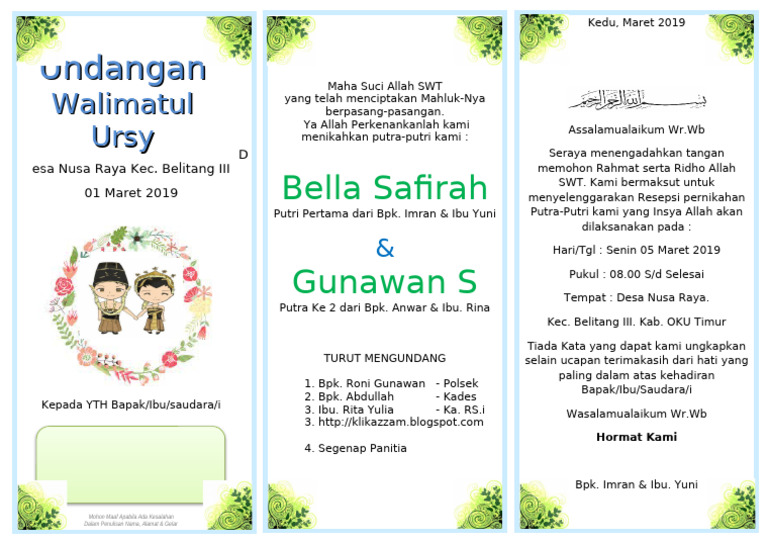 Undangan Walimatul Ursy Lipat 3 Doc 7 - Kanalmu | PDF