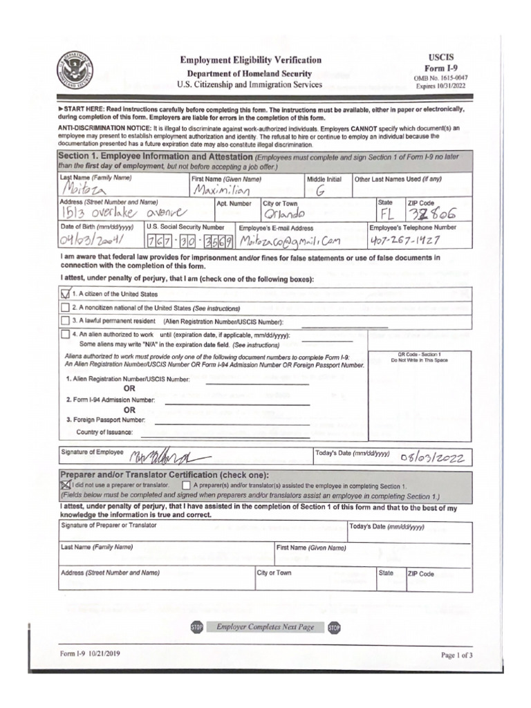 Employment Eligibility Verification | PDF