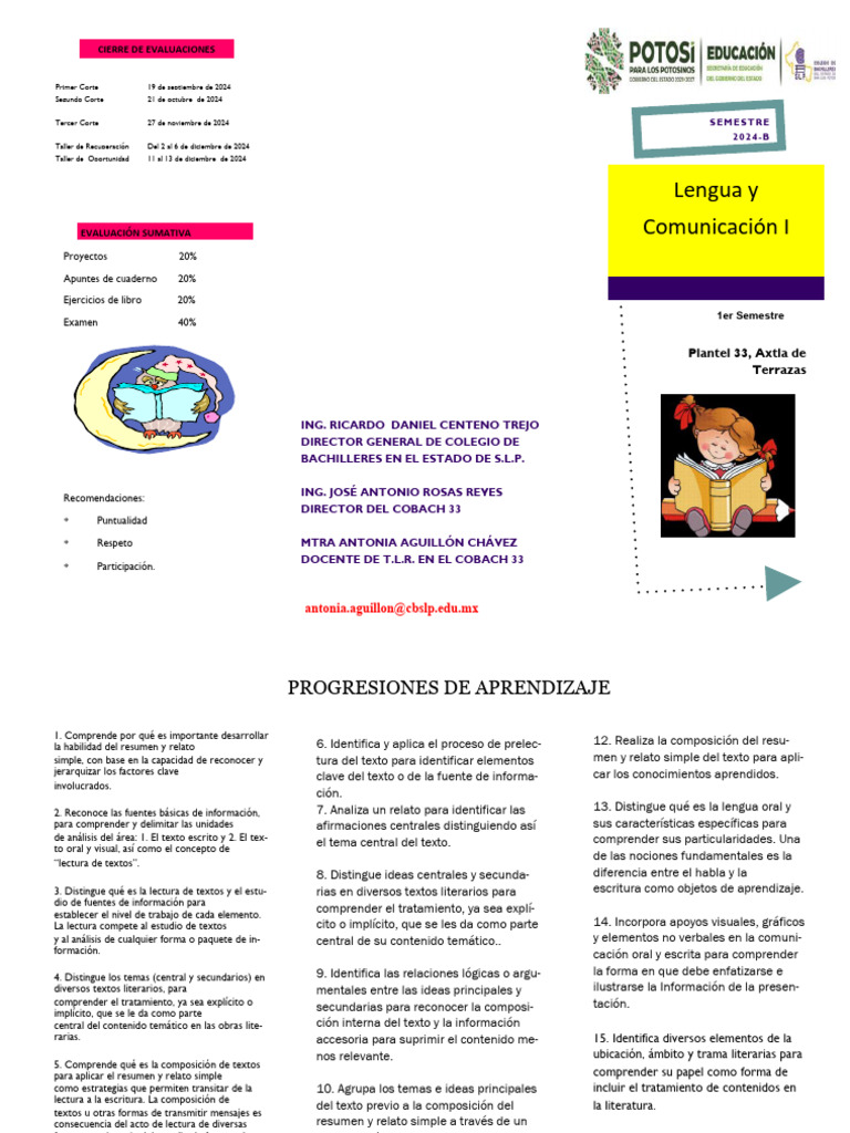 Triptico Lengua Y Comunicacion 1 2024 B Pdf
