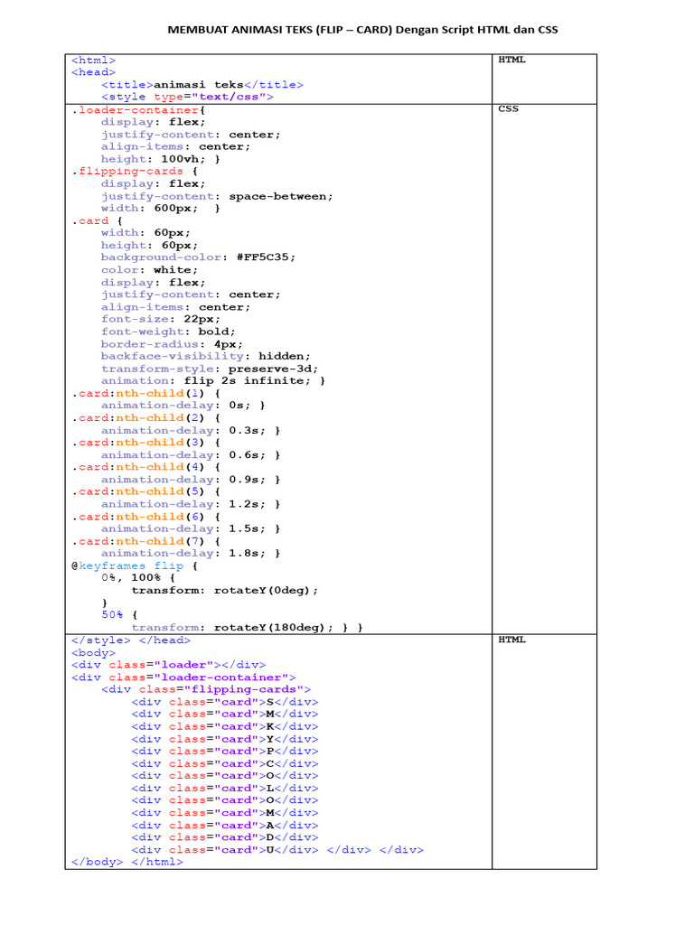 MEMBUAT ANIMASI TEKS Dengan CSS HTML | PDF