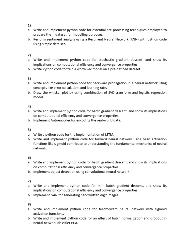 DL Lab-Imp Questions | PDF