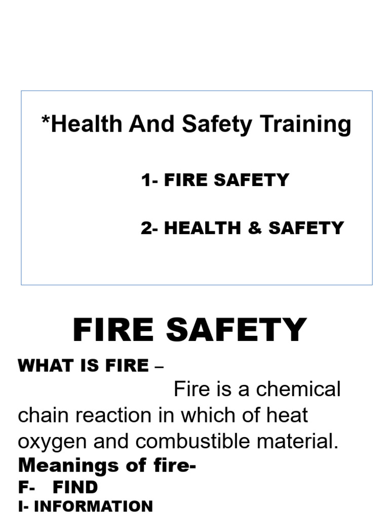 Fire and Safety Training | PDF