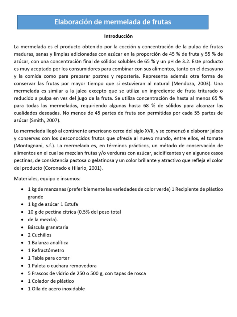 Elaboración de Mermelada | PDF