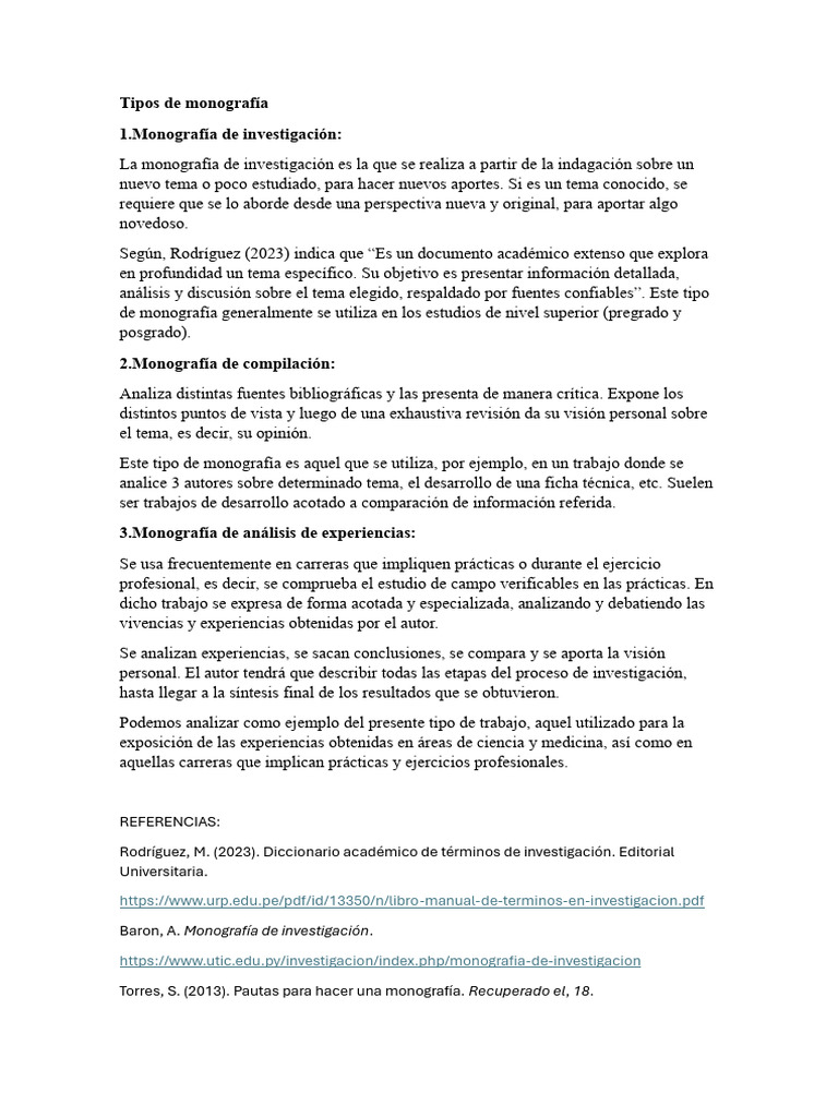 Tipos de Monografía | PDF