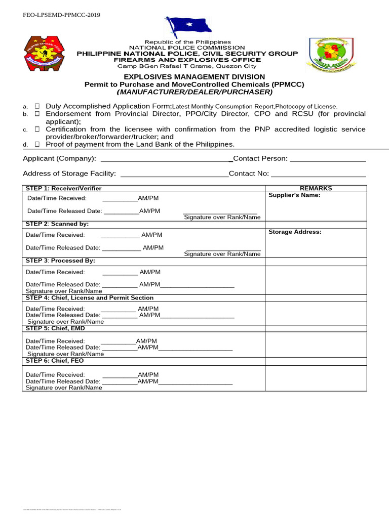 14-Permit To Purchase and Move Controlled Chemicals ( PPMCC) | PDF