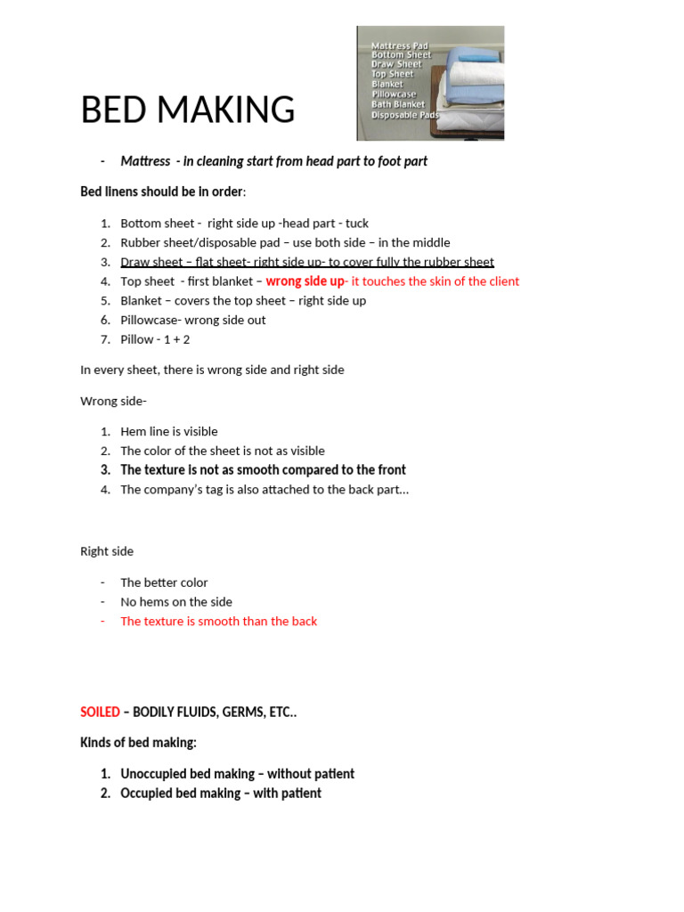 Bed Making Pdf