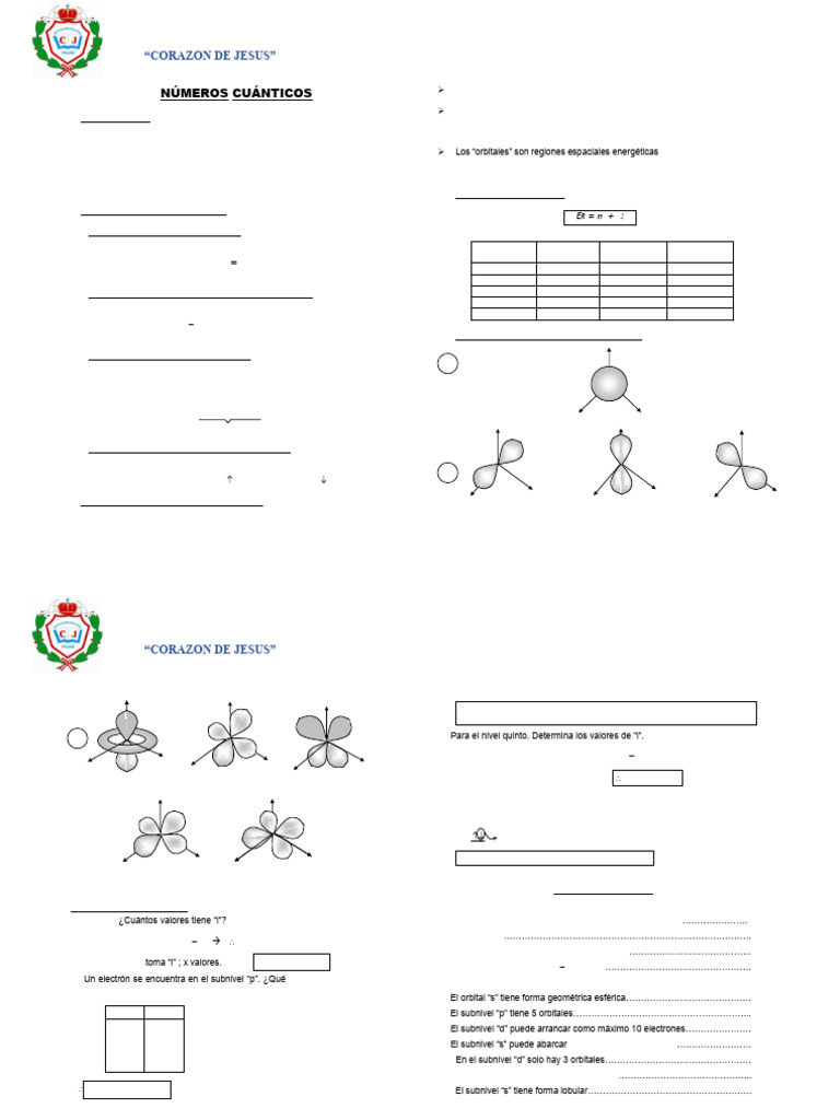Quimica - 1ro Sec - Números Cuánticos | PDF