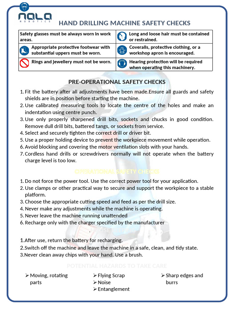 Hand Drilling Machine Safety | PDF