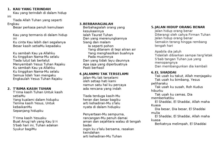 Lagu Pujian Ibadah Keluarga | PDF