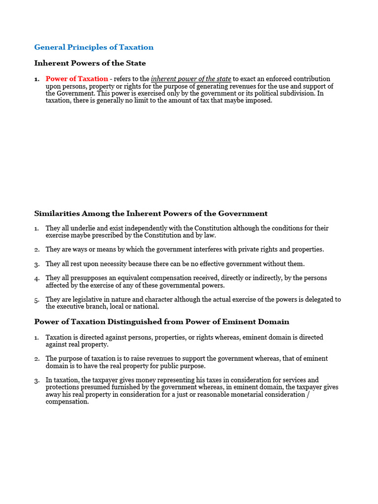 Principles of Taxation Explained | PDF | Taxes | Taxation In The United ...