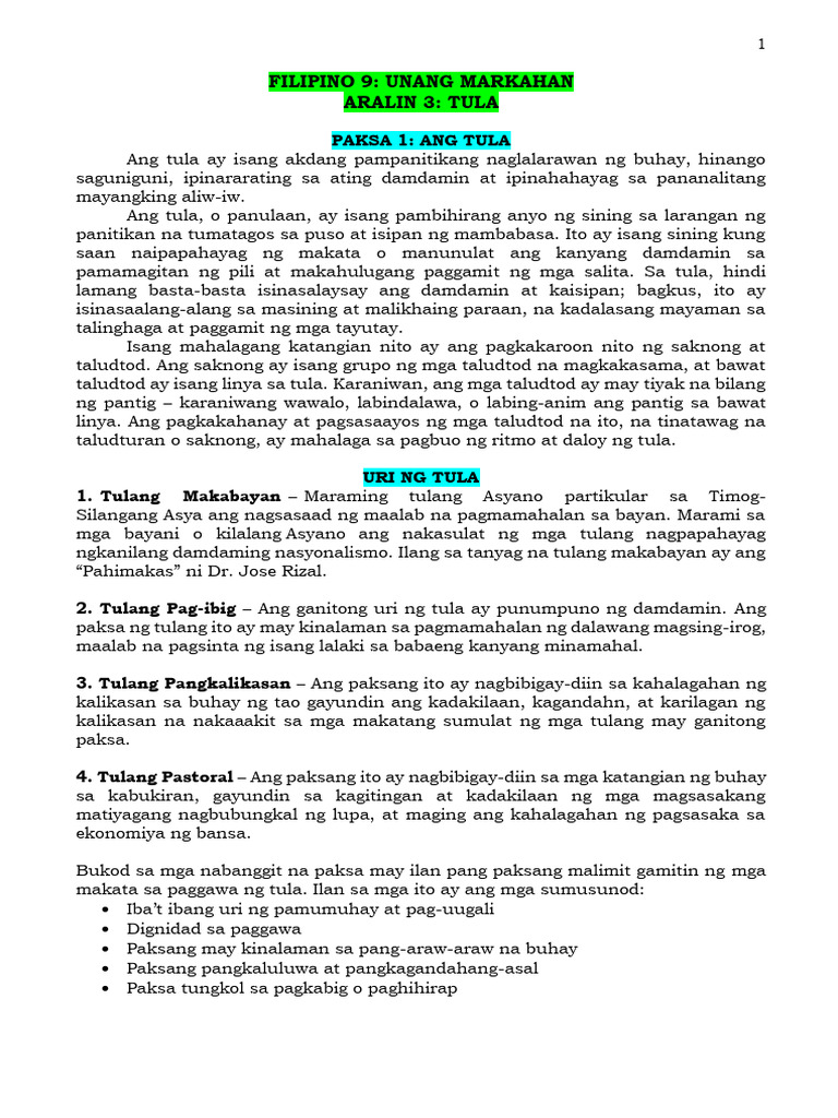 Aralin-3-Mga-Tula (1) | PDF