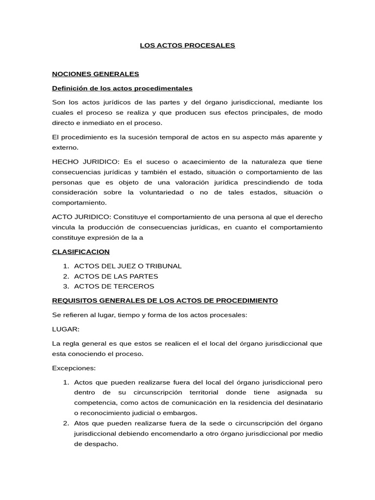 Los Actos Procesales | PDF | Jurisdicción | Finanzas y dinero