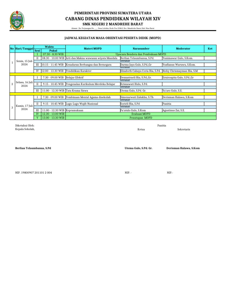 Jadwal Mopd | PDF