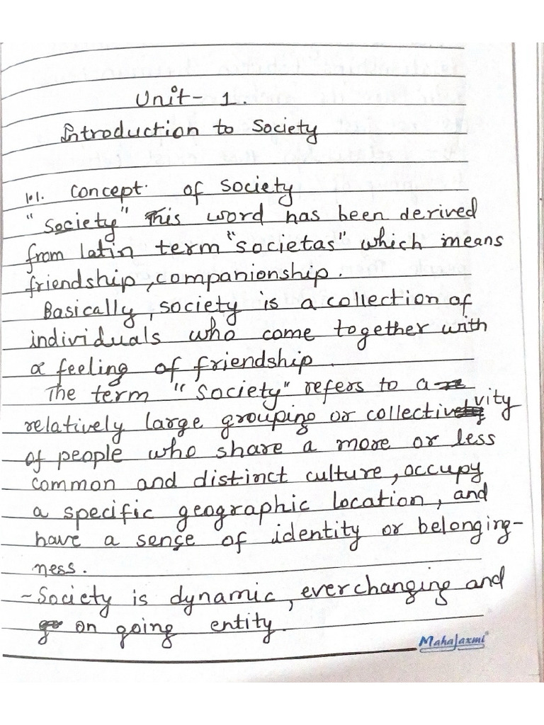 Unit - Introduction To Society | PDF