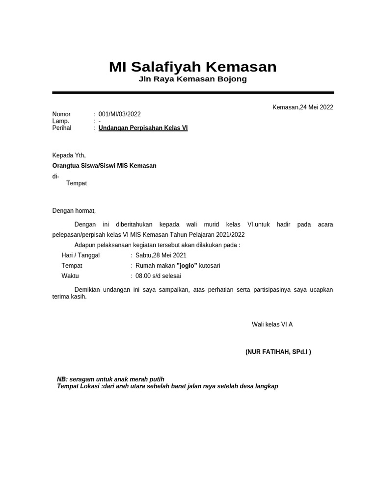 Contoh Surat Undangan Resmi | PDF