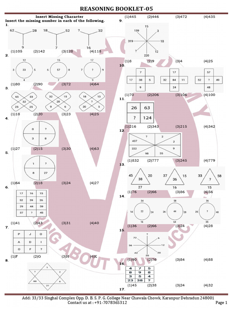 Insert Missing Character Insert The Missing Number in Each of The ...