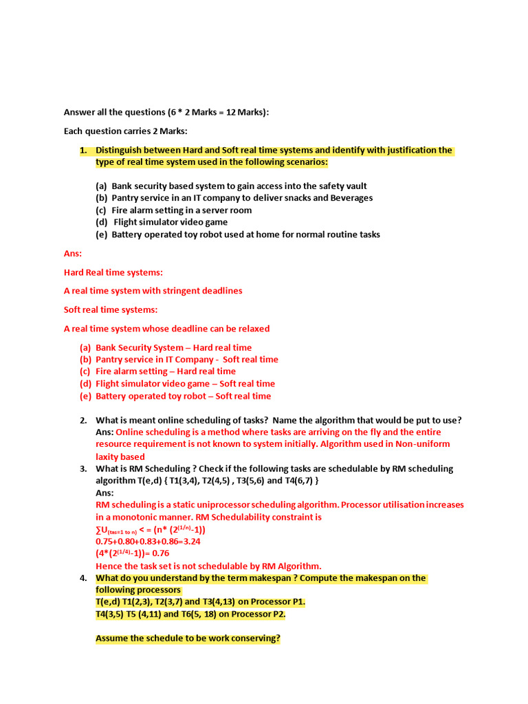 Rtos-Old Papers Highlighted | PDF